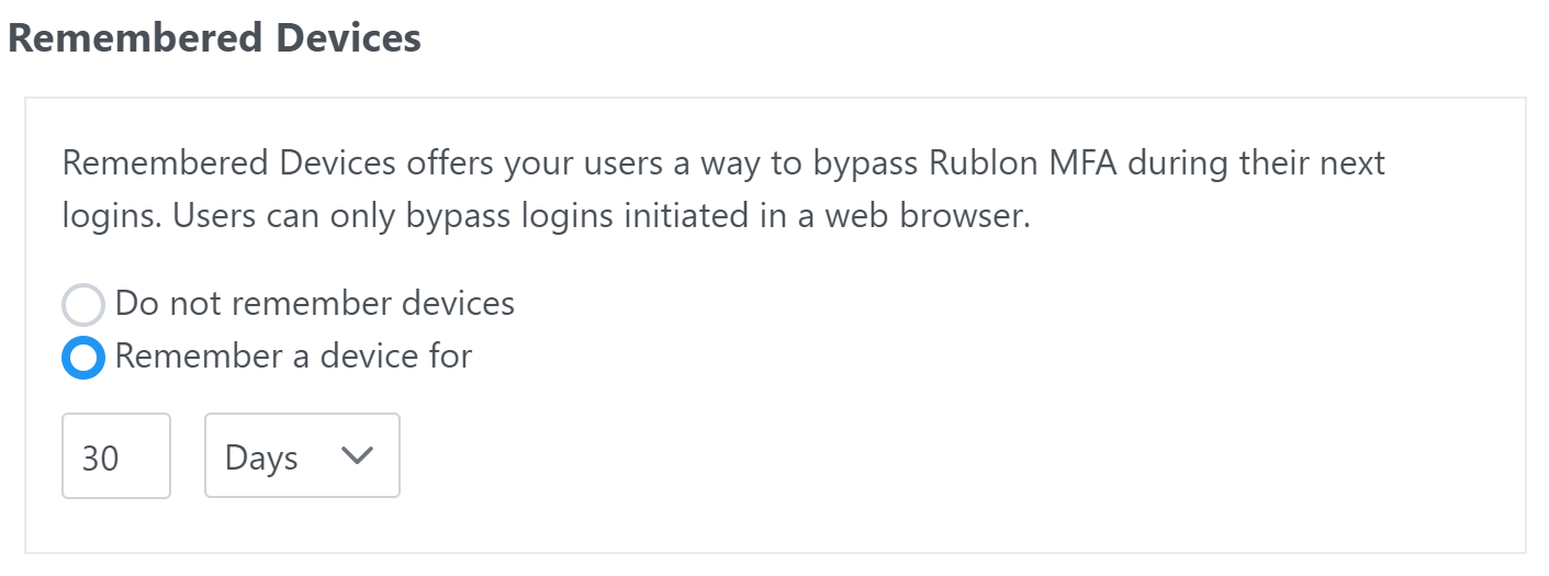 Remembered Devices - Rublon