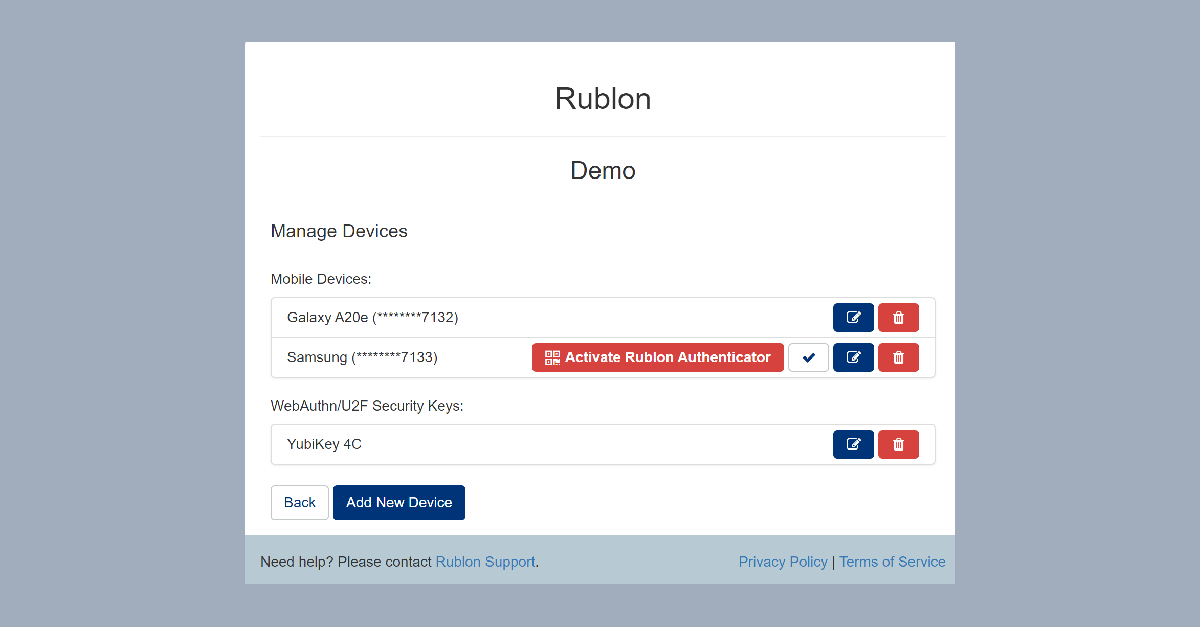 Manage Authenticators Rublon User Guide