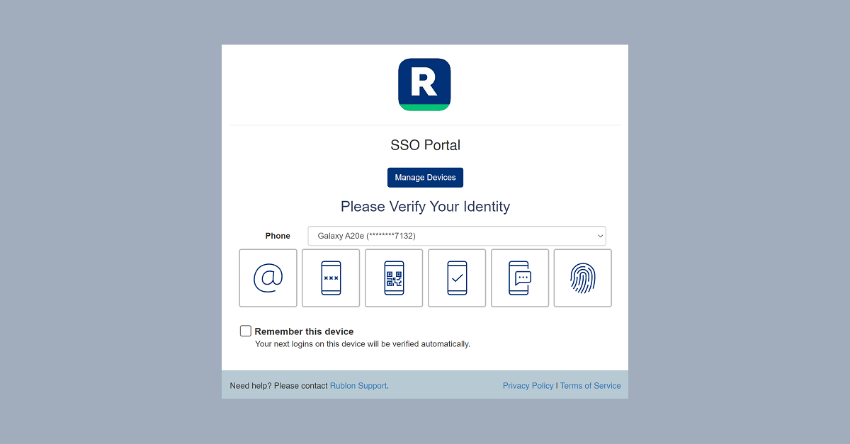 Example Of Mfa And 2fa Login To Sso Portal Rublon User Guide