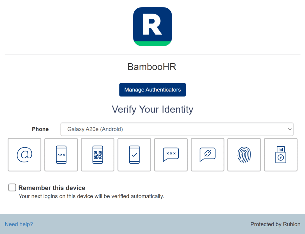 Multi-Factor Authentication (MFA/2FA) for BambooHR - Rublon