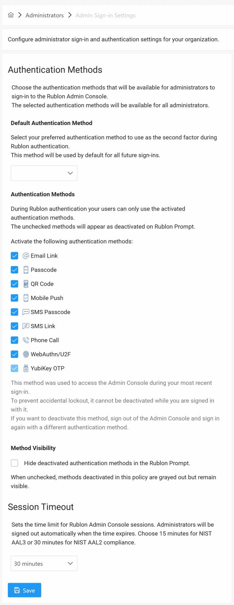 Take Control of Admin Authentication Methods - Rublon